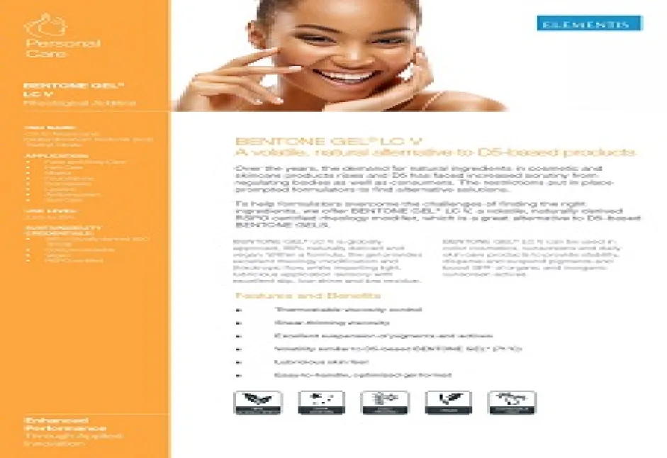 Achieve a healthy sheen on your skin with vegan BENTONE GEL® LC V